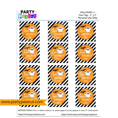 Ghost Happy Halloween Favor Tags - Party Peanut