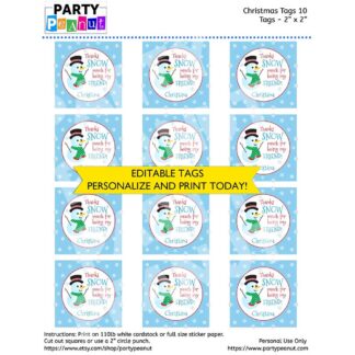 Snowman Thank You Tags Thanks Snow Much Friend - Party Peanut