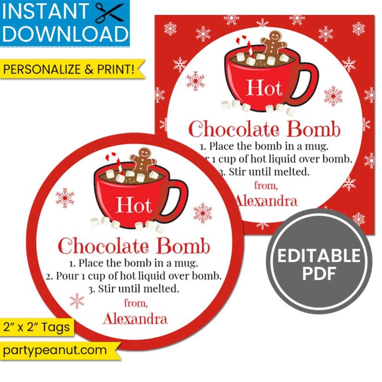 Hot Chocolate Bomb Tags Christmas Tags - Party Peanut