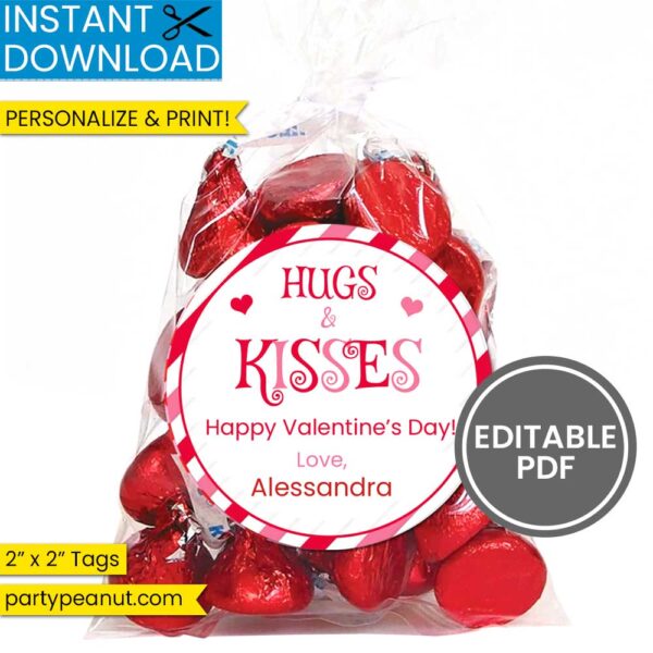 Hugs and Kisses Tags Valentine Tags - Party Peanut