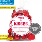 Hugs and Kisses Valentine Tags - Party Peanut