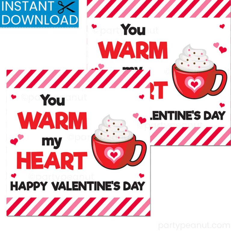 You Warm My Heart Valentines Day Tags - Party Peanut