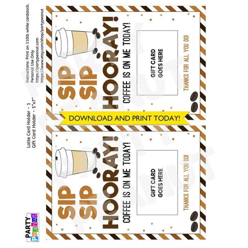 Sip Sip Hooray Coffee Gift Card Holder - Party Peanut