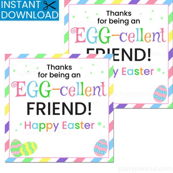 Eggcellent Friend Easter Gift Tags - Party Peanut