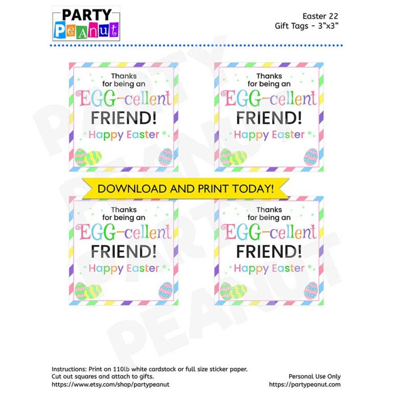 Eggcellent Friend Easter Gift Tags - Party Peanut