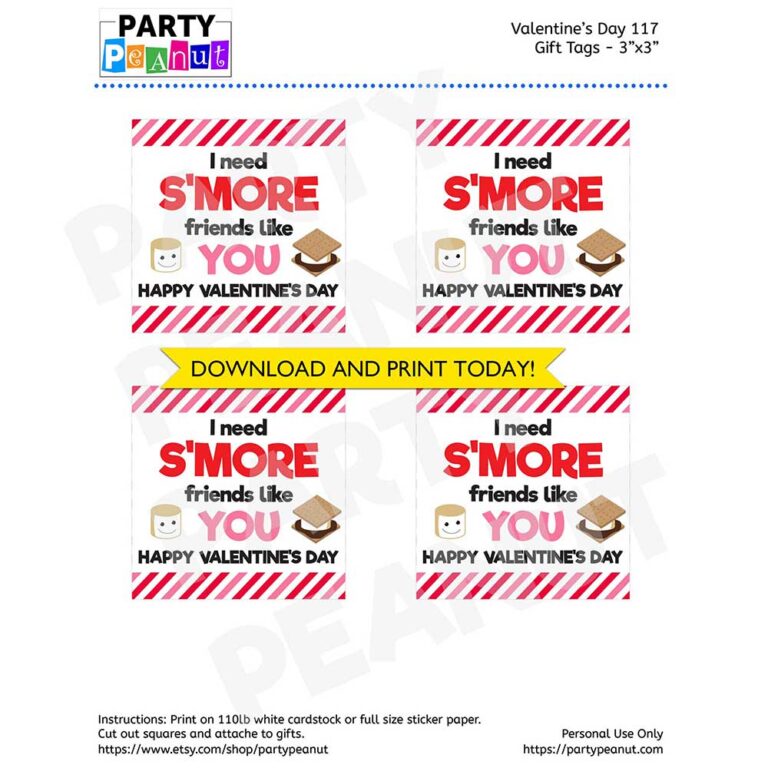 Need Smore Friends Like You Valentine Tags - Party Peanut