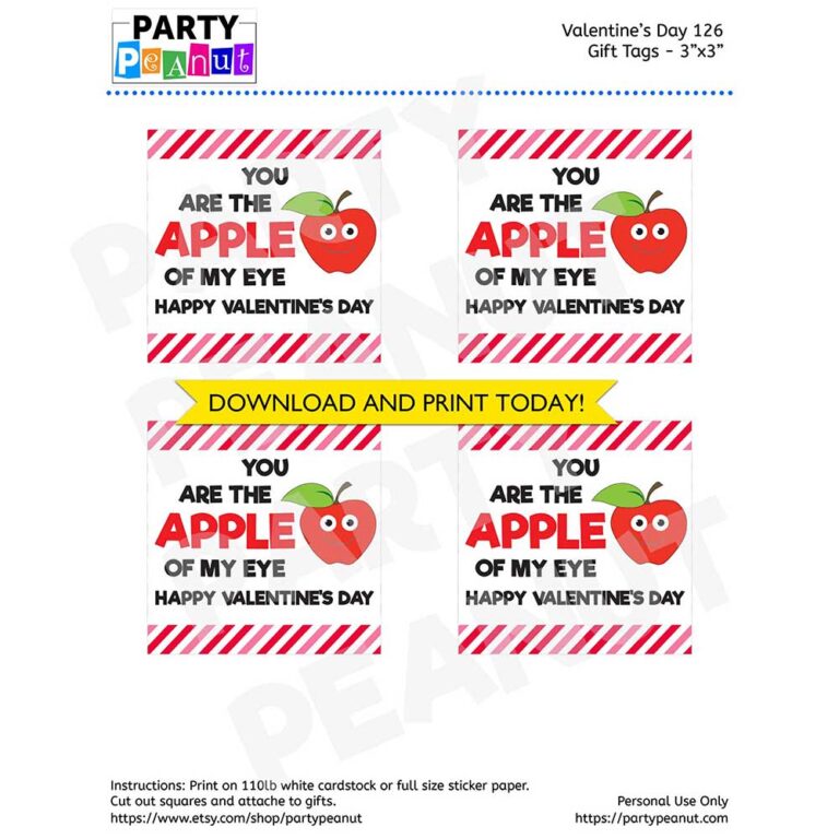 The Apple Of My Eye Valentines Day Tags - Party Peanut