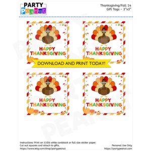 Happy Thanksgiving Gift Tags - Party Peanut